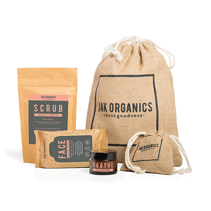 Jak Organics Jak Pack (contains: Face Wipes, Face Scrub & Soothe Skin ...