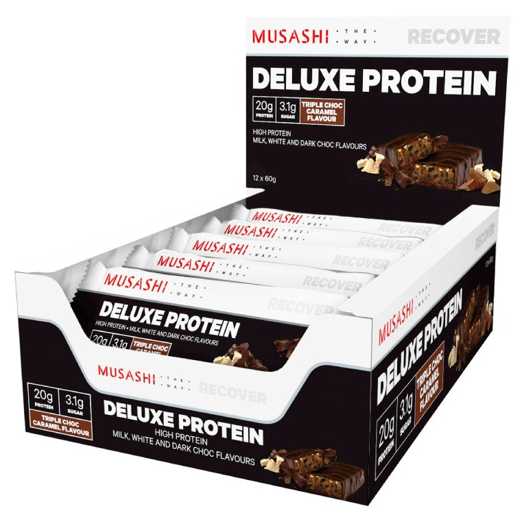 Musashi Deluxe Protein Triple Choc Caramel 60g X 12 – Fresh Beauty Co. USA