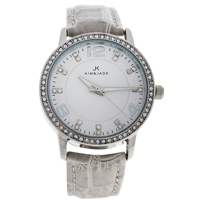 Kim & Jade 2031L-SGW Silver/Grey Leather Strap Watch by Kim & Jade for ...